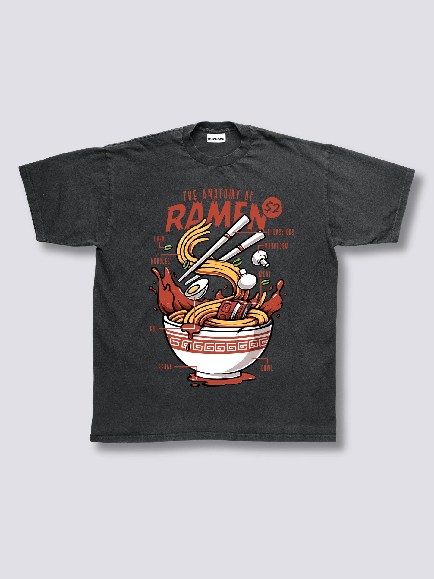 Front Print - Anatomy of Ramen Vintage T-Shirt